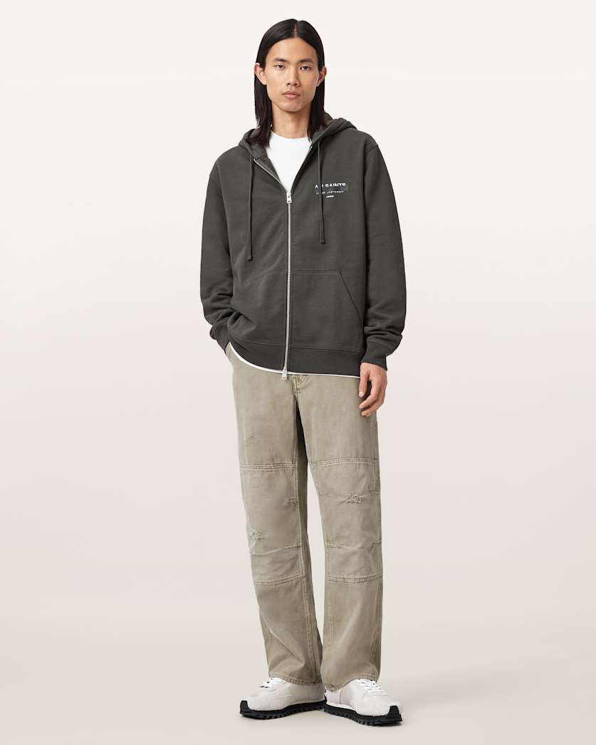 Redact Zip Up Hoodie Washed Black | ALLSAINTS